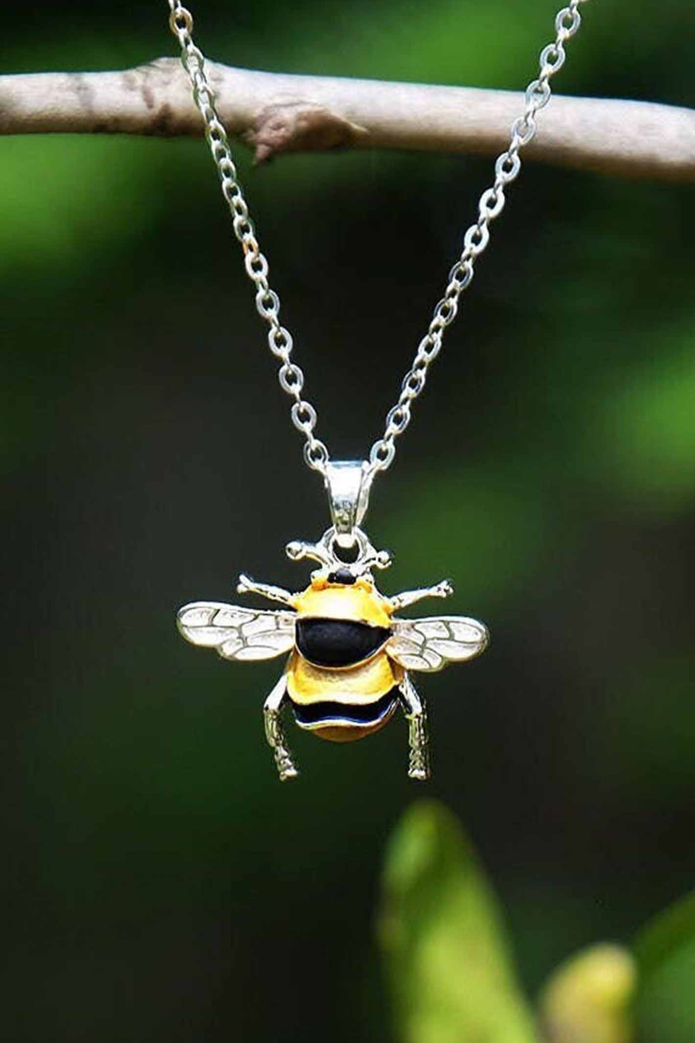 Alexander Thurlow Enamelled Bumble Bee Silver Plated Pendant Necklace ...