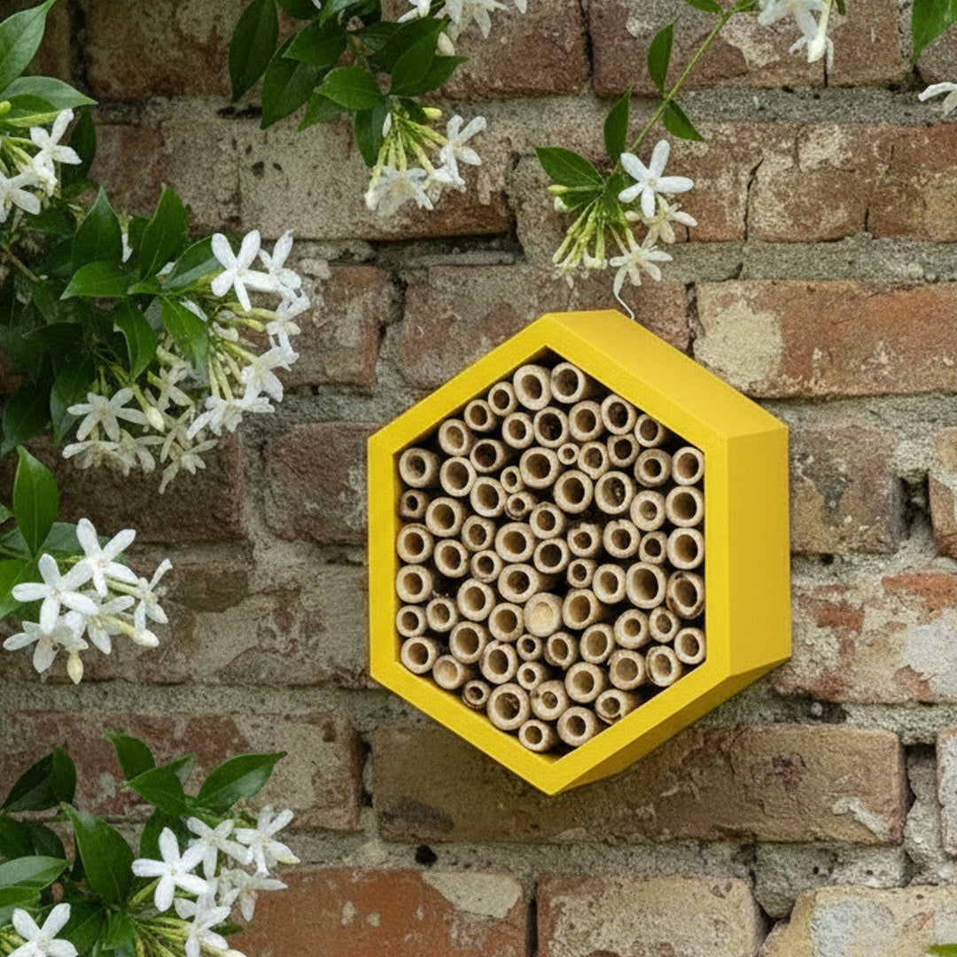 Yellow Wooden Bee House – Norman & Vera